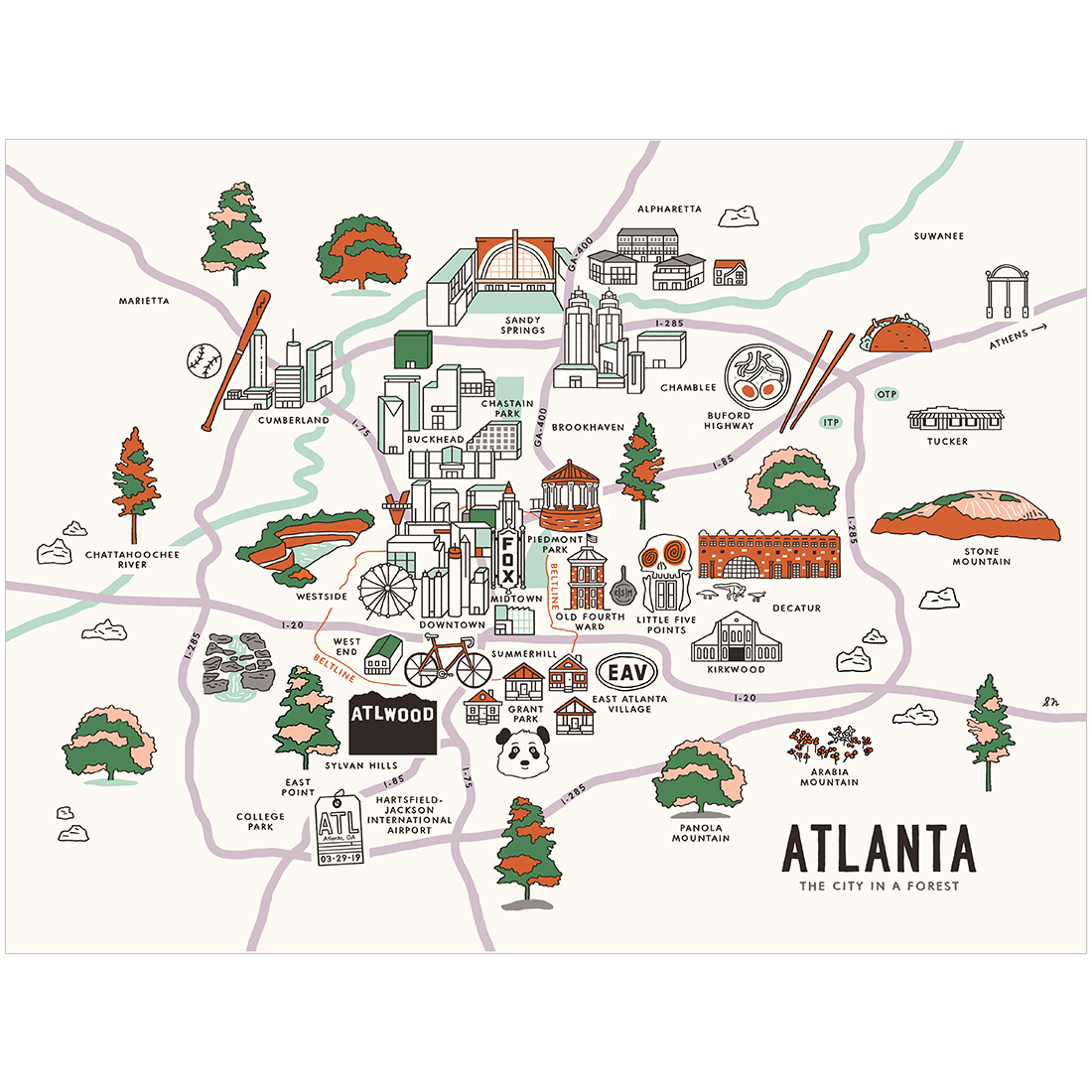 Printable Tourist Map Of Atlanta Map Of Atlanta Tourist: Attractions